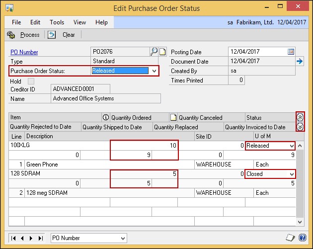 Dynamics GP - Closing Purchase Order Lines